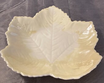 Belleek Sycamore Leaf Dish Cobb Lustre Ireland Green Mark Vintage 1970s ...