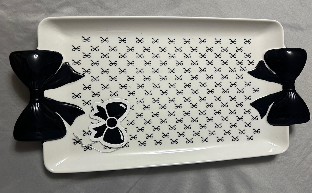 Black and White Bow Serving Platter - Etsy