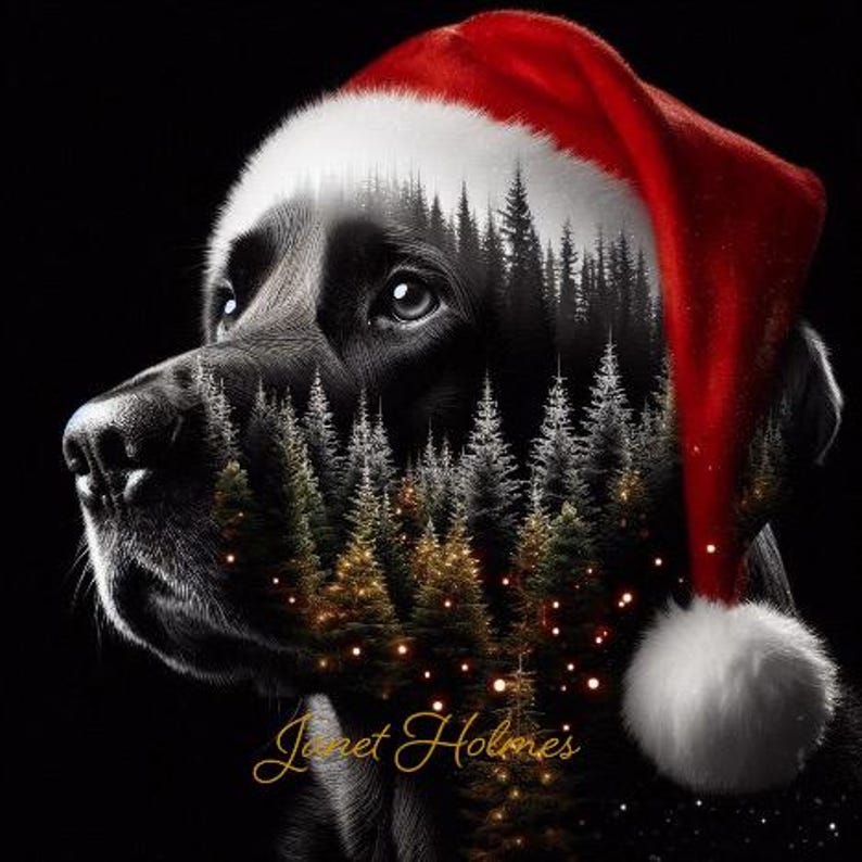 Christmas Digital Download |black Labrador Illustration | Instant Decor ...