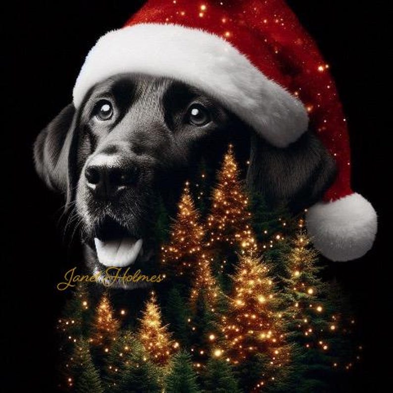 Christmas Digital Download |black Labrador Illustration | Instant Decor ...