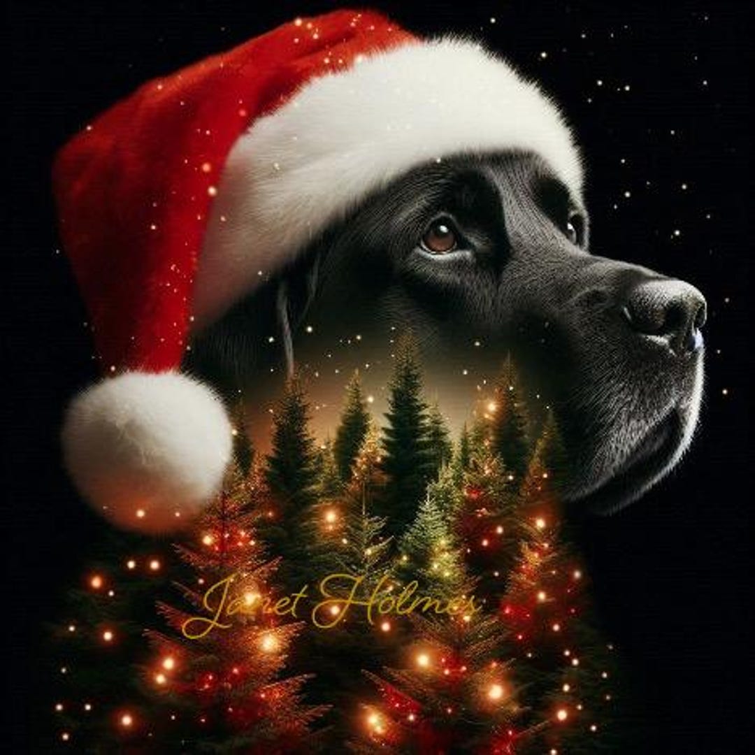 Christmas Digital Download |black Labrador Illustration | Instant Decor ...