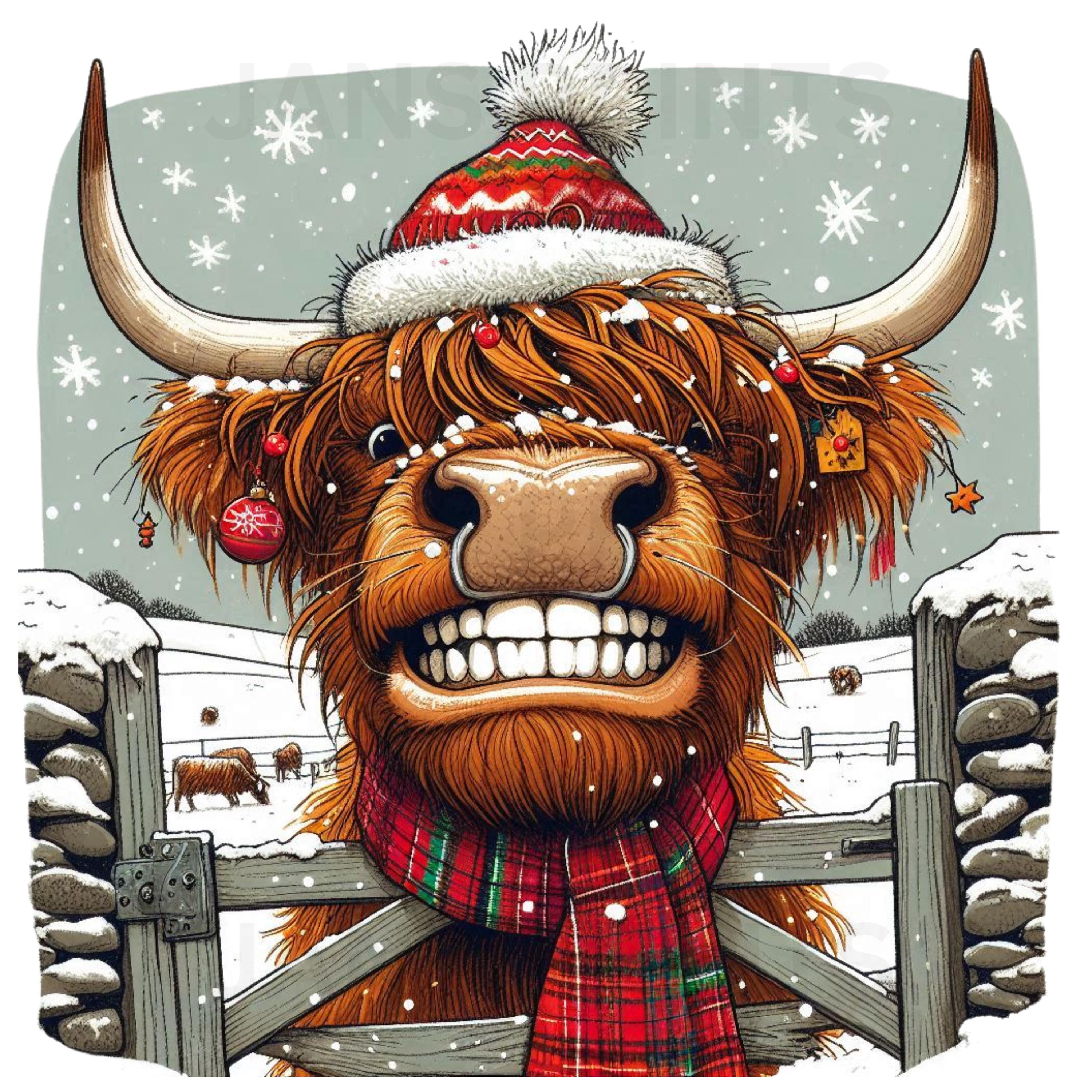 Funny Christmas Highland Digital Download|highland Cows Clipart|festive ...
