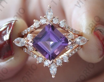 Amethyst Ring Princess Cut - Etsy