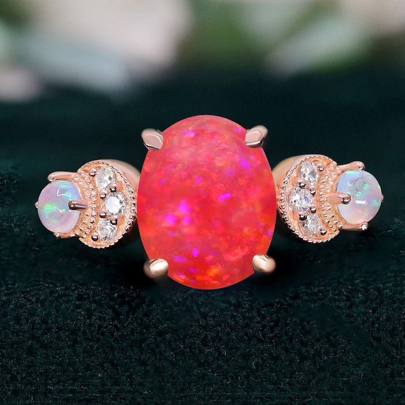 Pink Fire Opal Ring - Etsy