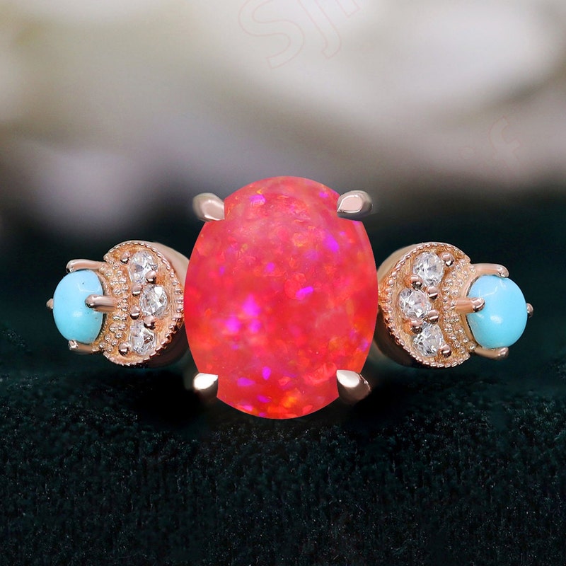 Pink Fire Opal Ring - Etsy