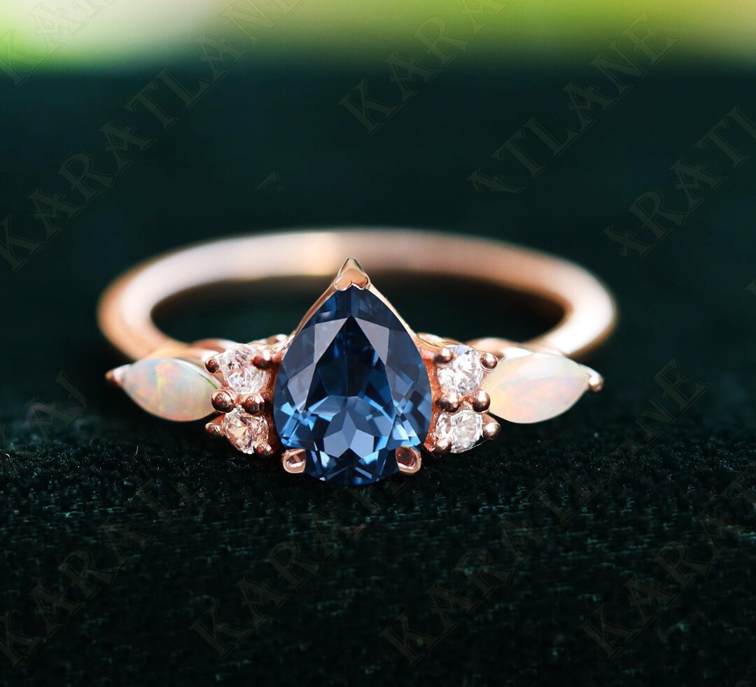 Pear London Blue Topaz 14K Rose Gold 925 Silver Ring Engagement Ring ...