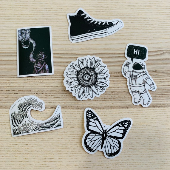 Monochrome Aesthetic Sticker pack 6pcs autocollants | Etsy