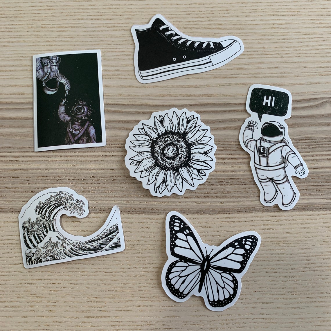 Monochrome Aesthetic Sticker pack 6pcs autocollants | Etsy