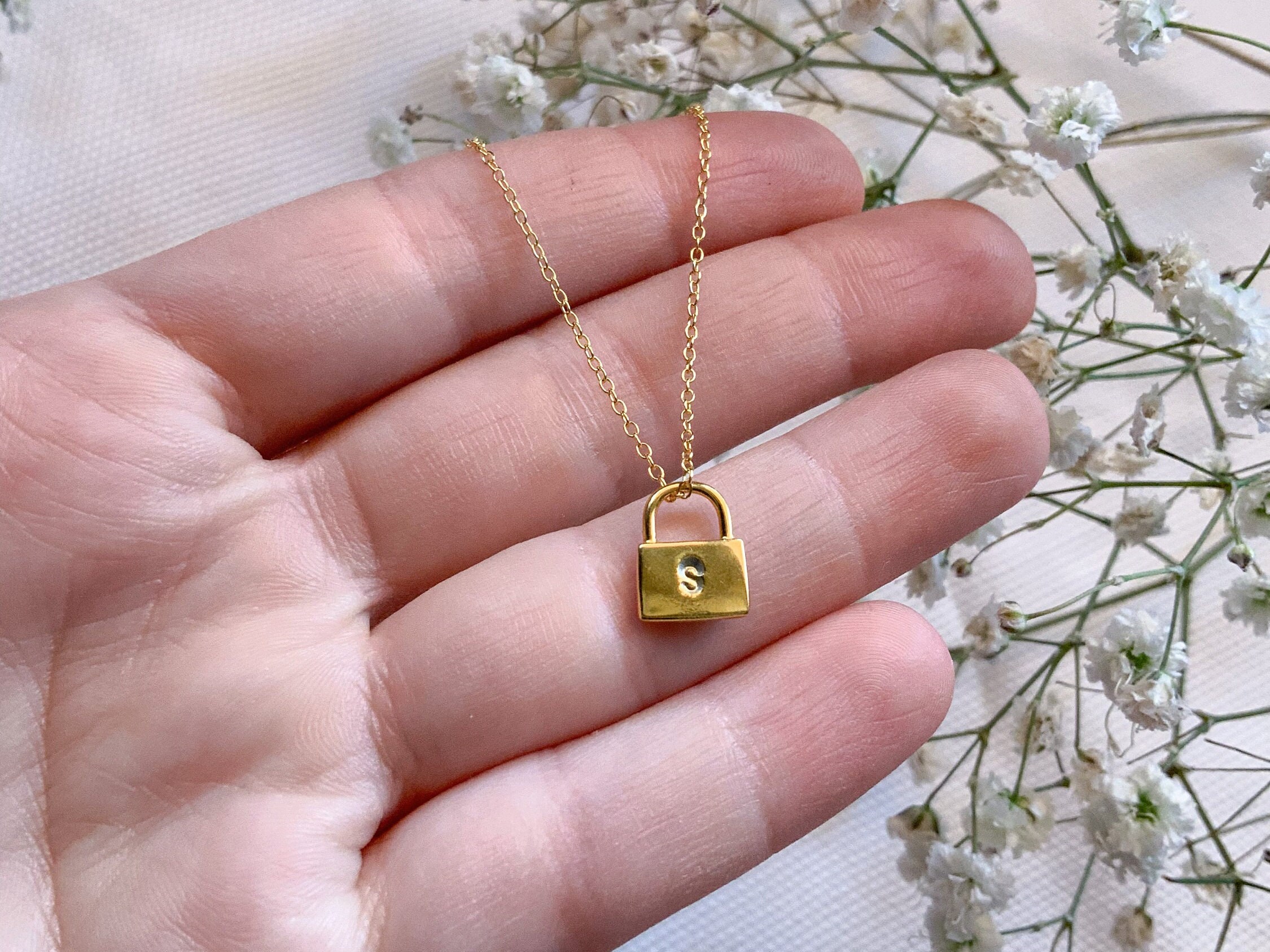 1 Sterling Silver Initial Pendant Padlock Initial Pendant Gold Plated Pendant Initial Minimalist Padlock Letter Pendant Letter 925 Etsy