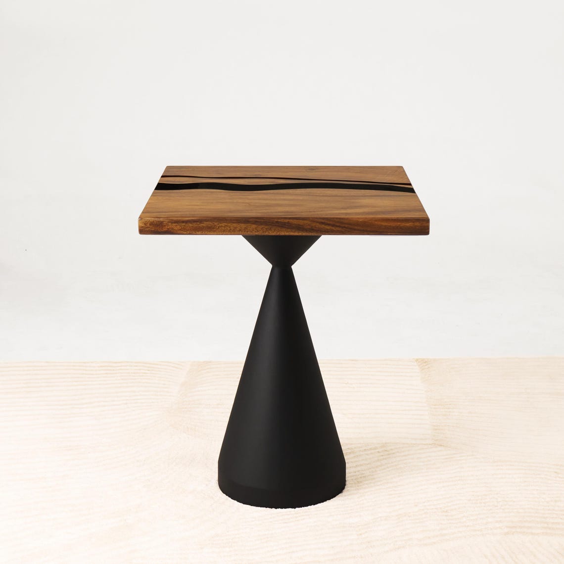 SQUARE Handmade Epoxy River Dining Table, Custom Black Resin Table 23 ...