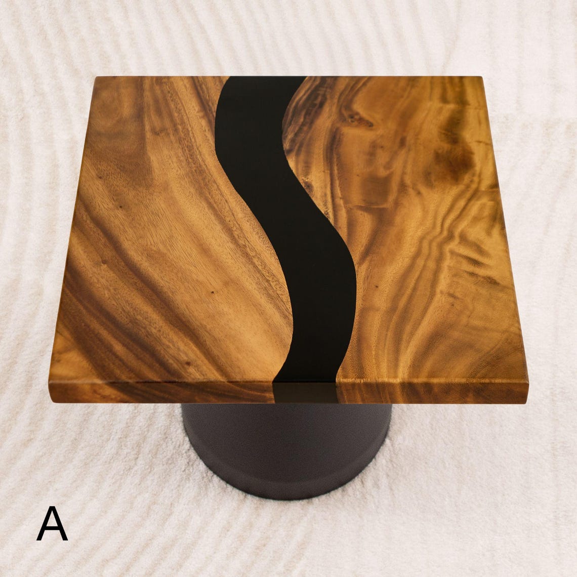 SQUARE Epoxy Accent Table, Unique Wooden Epoxy Table, Modern Black ...
