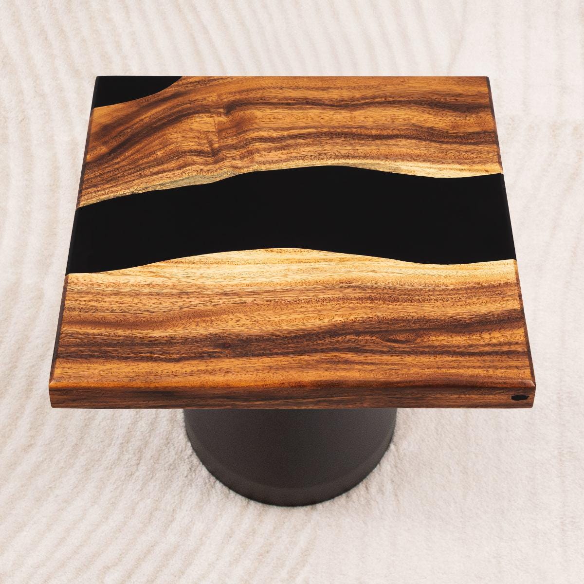 SQUARE Live Edge Wood and Epoxy Table Top 15 Inches, Stylish Handmade ...