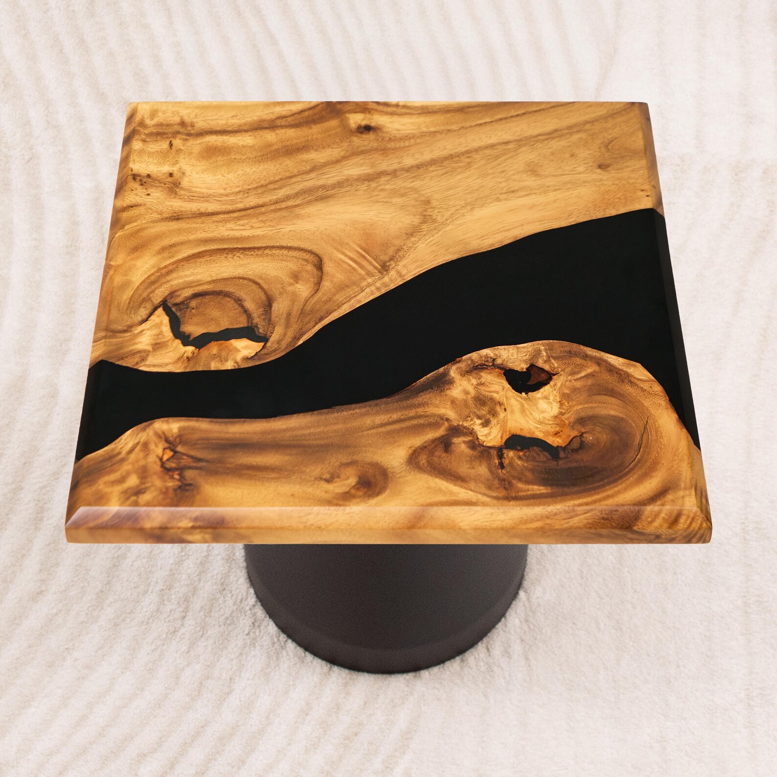 Square Wood Epoxy River Table Top 15" X 15" – Live Edge Style Resin ...