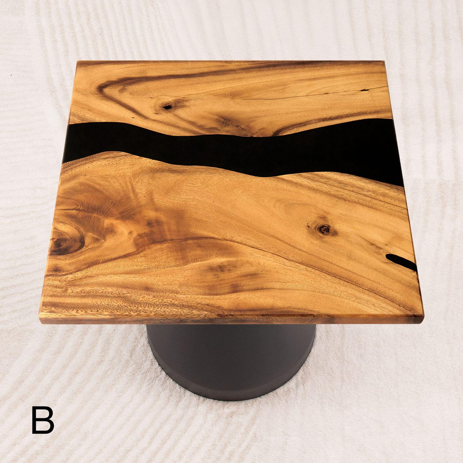SQUARE Handmade Epoxy River Dining Table, Custom Black Resin Table 23 ...