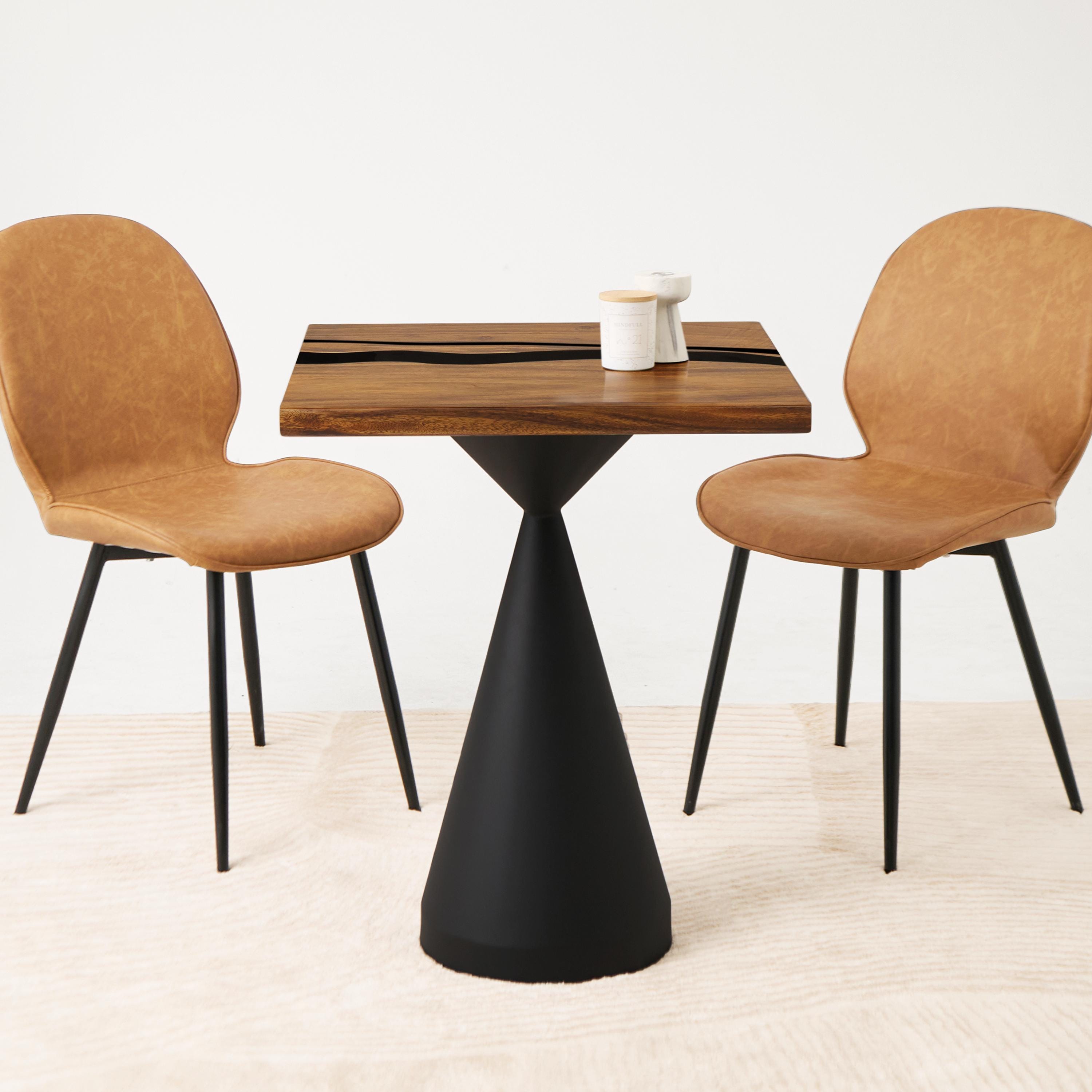 SQUARE Handmade Epoxy River Dining Table, Custom Black Resin Table 23 ...