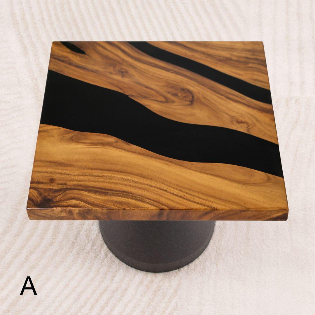 SQUARE Epoxy River End Table, Unique Epoxy Resin Dining Table ...