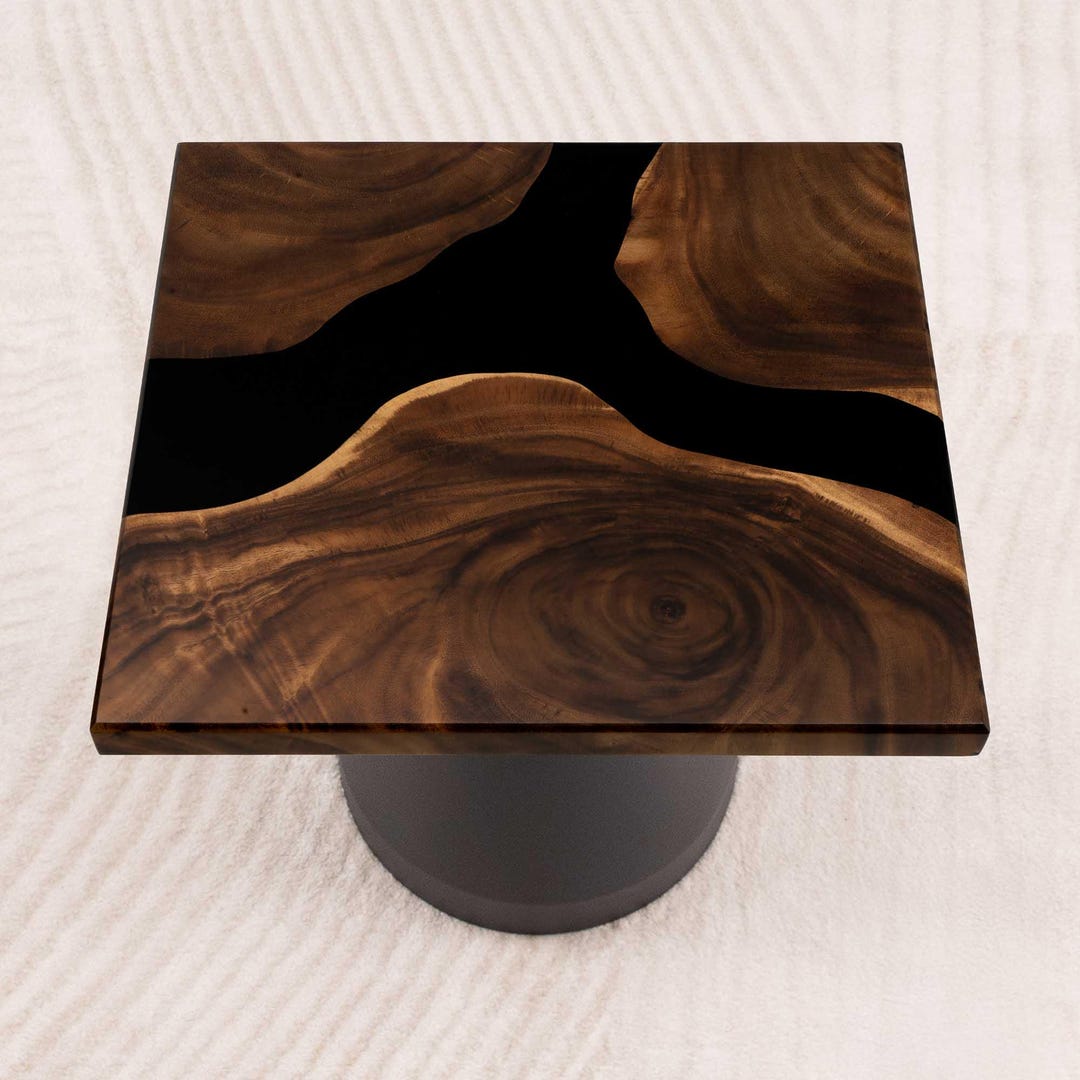 19-inch Square Black Epoxy Dining Tabletop – Resin Top Only for ...