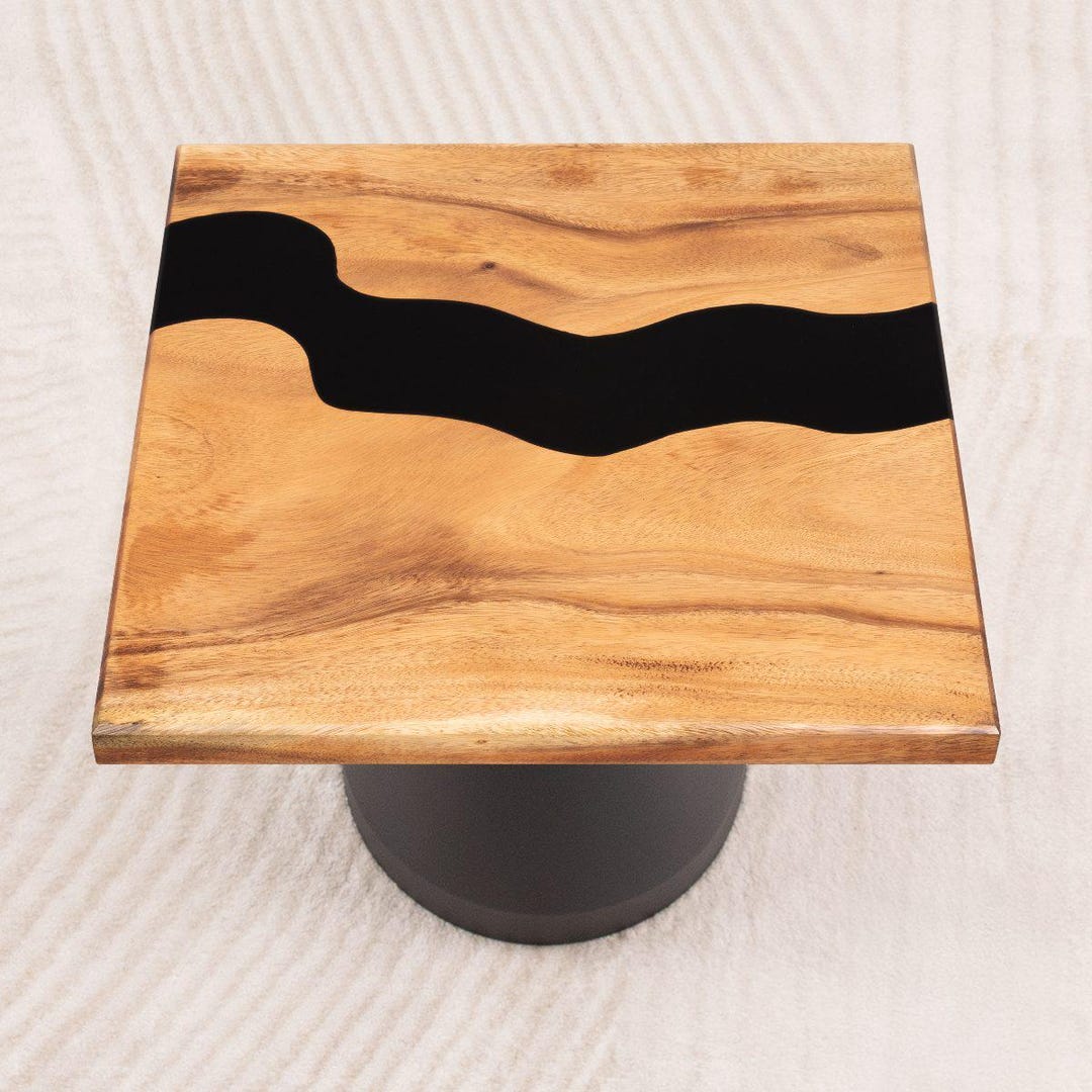 SQUARE Custom Black Epoxy Resin Table Top 19 Inches, Elegant Dining ...