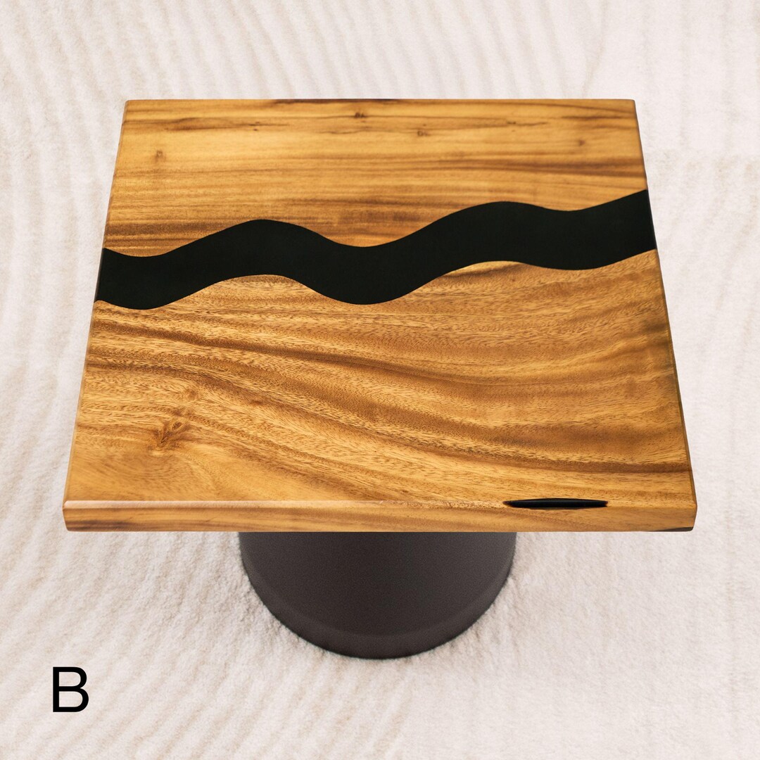 SQUARE Handmade Epoxy Accent Table, Custom Resin Wood Table 15 Inches ...
