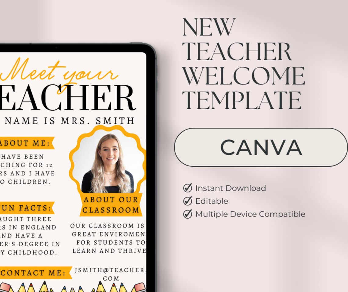 Canva Editable Teacher Welcome Template Canva Editable Template - Etsy
