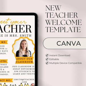 Canva Editable Teacher Welcome Template | Canva| Editable Template - Etsy