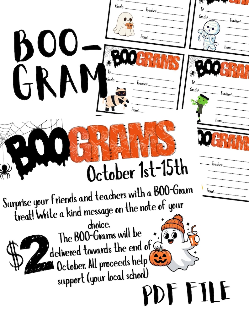 Editable Boo-grams | PTO Fundraiser Printable | Halloween School ...