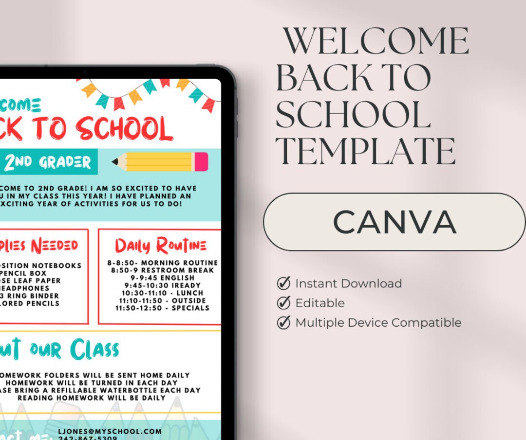 Canva Editable Welcome Back to School Template | Canva | Editable ...