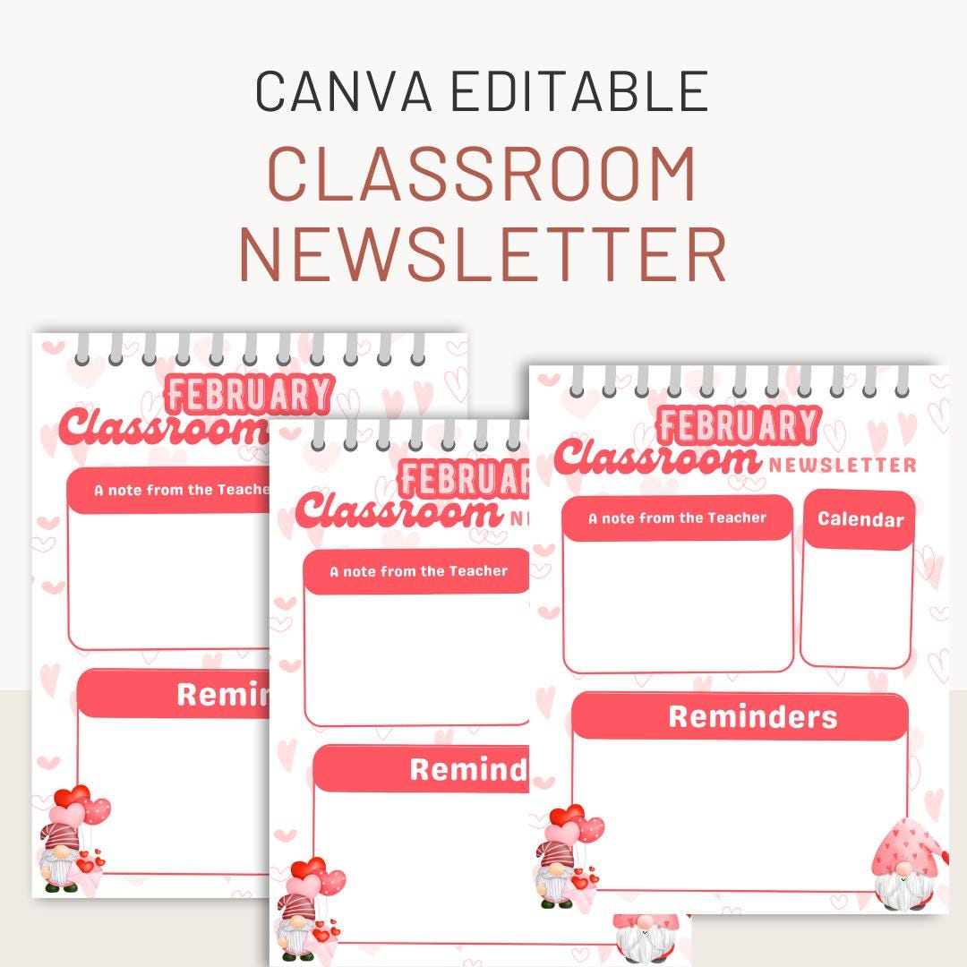 Canva Editable February Classroom Newsletter | Canva Template ...