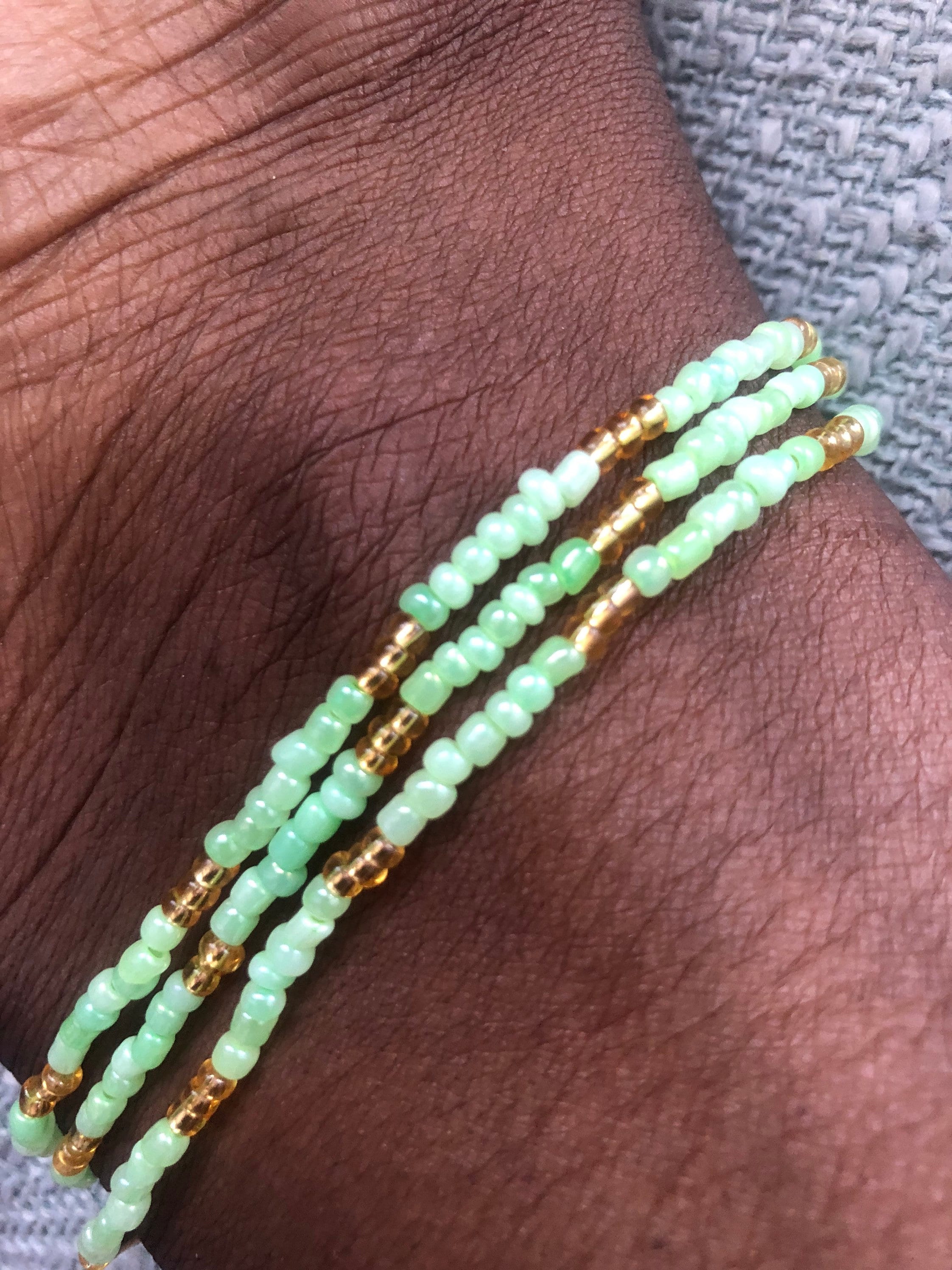 Green Anklet Chain- Beaded Ankle Chain - Etsy