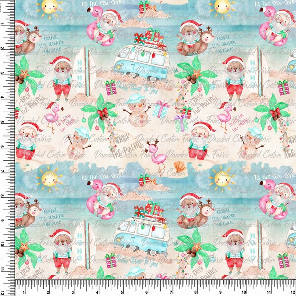 Christmas at the Beach Fabric - Etsy