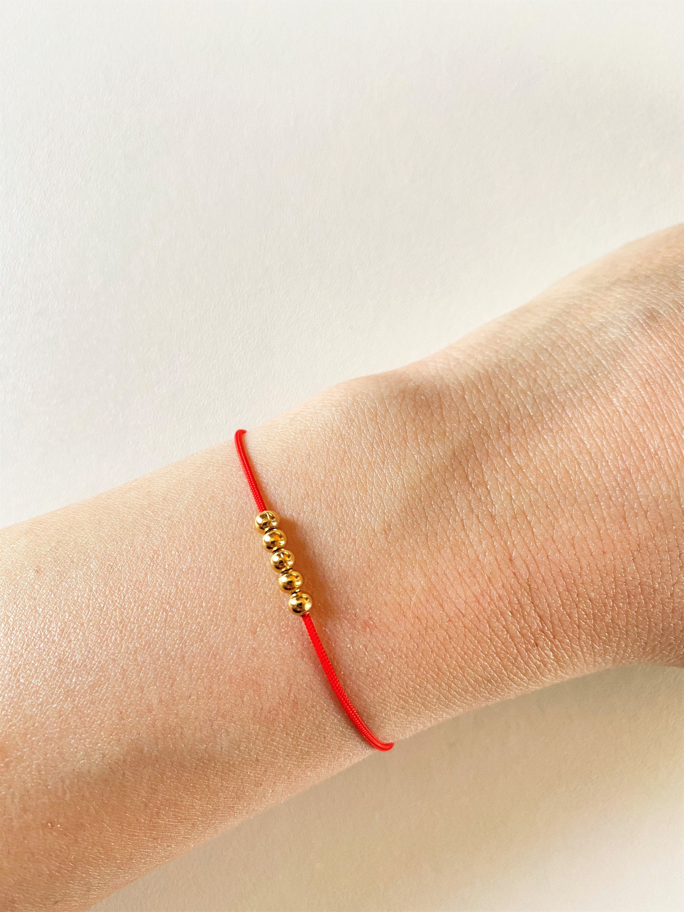 Red Cord Bracelet String of Fate Adjustable Cord Gold Plated | Etsy