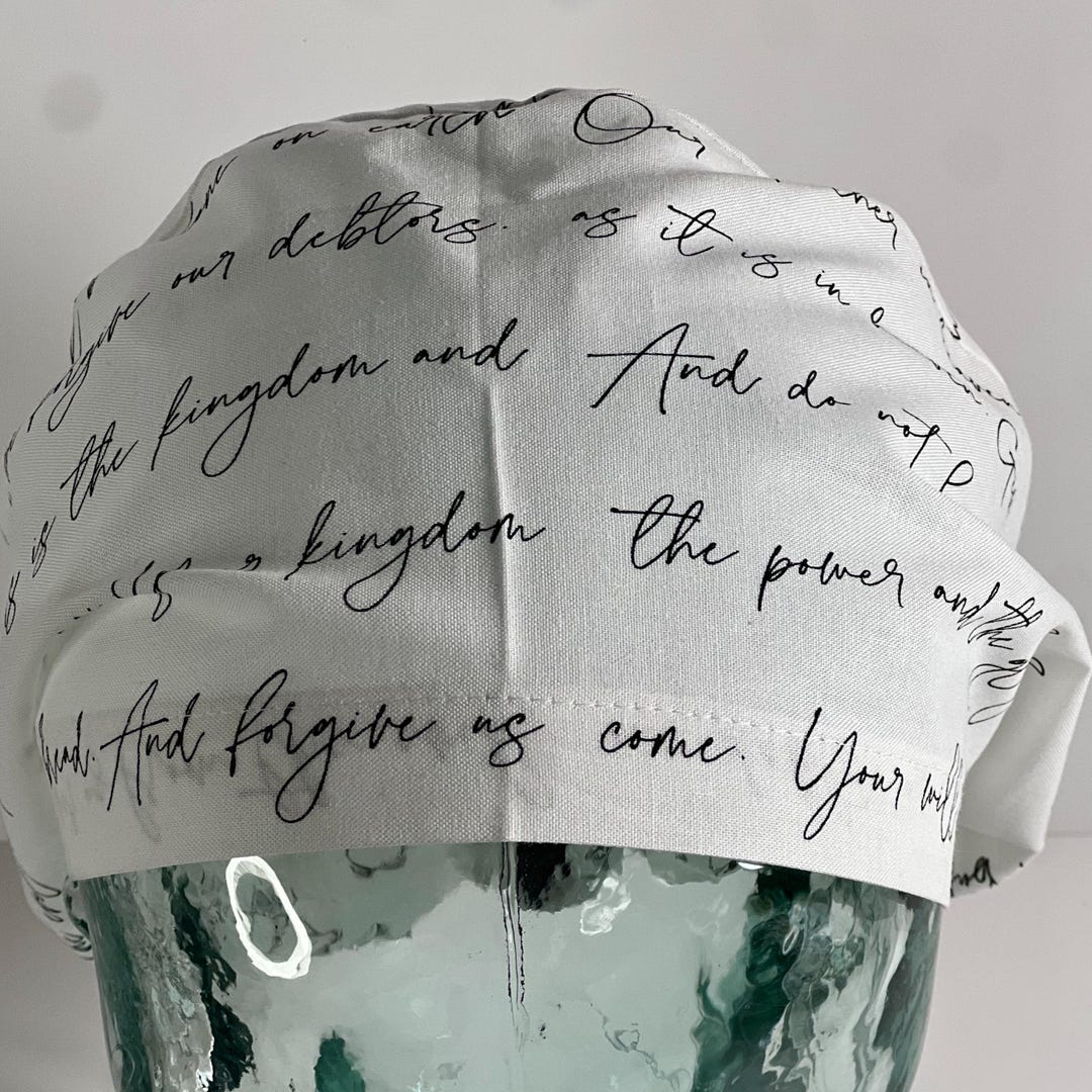 The Lord's Prayer Scrub Cap: Euro Style, Catholic Nurse, Handmade - Etsy