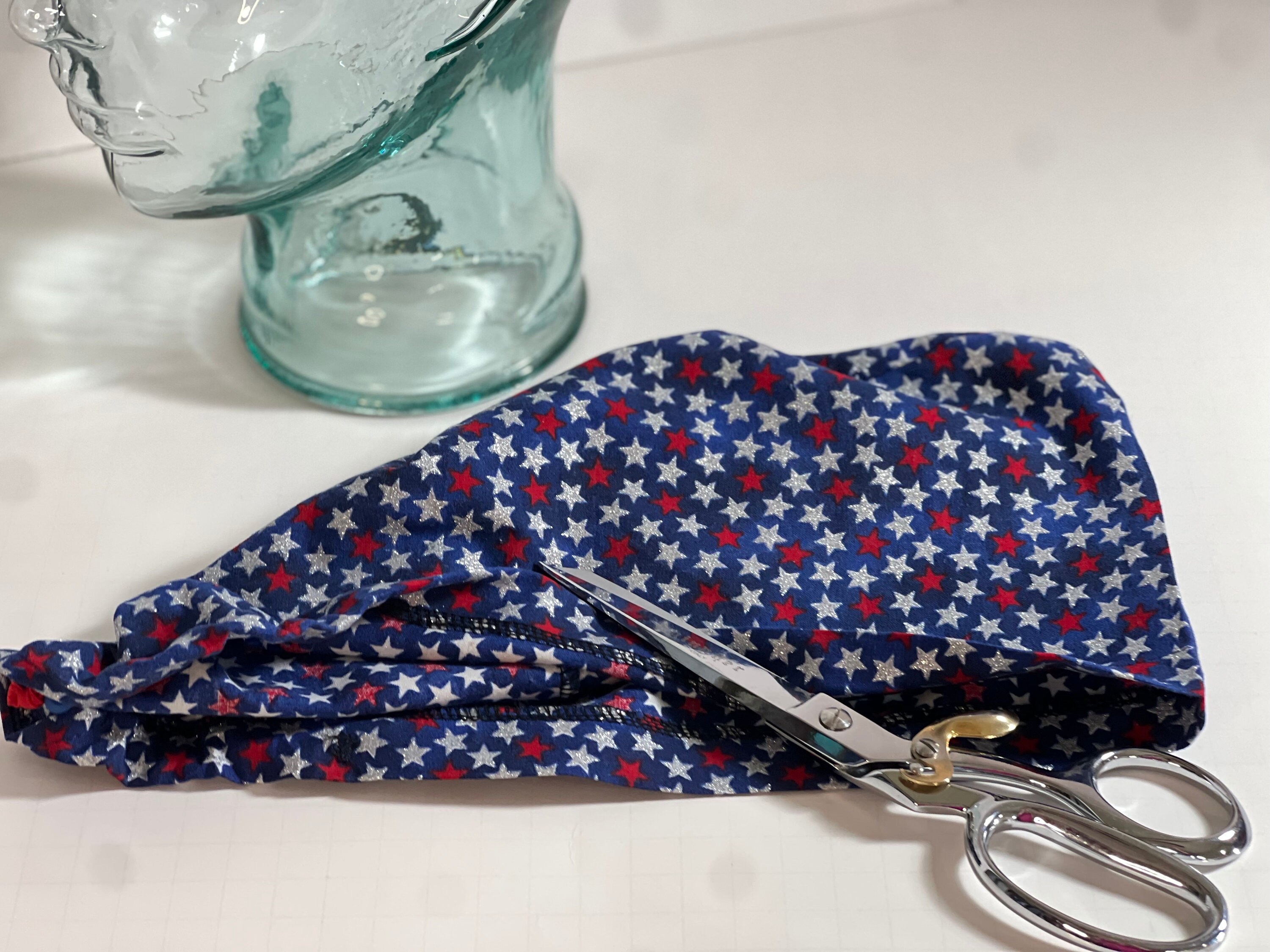 Red White and Blue Stars Euro Style Scrub Hat With Glitter Accents ...