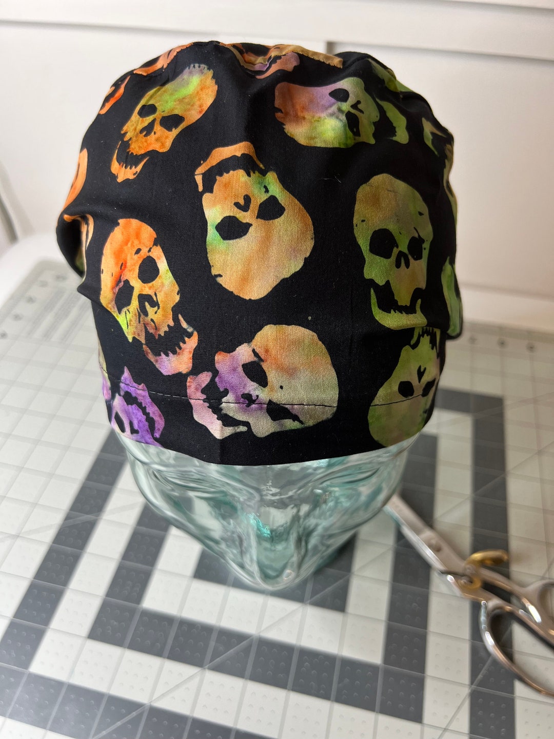 Batik Skull Euro Style Scrub/chemo Hat - Etsy