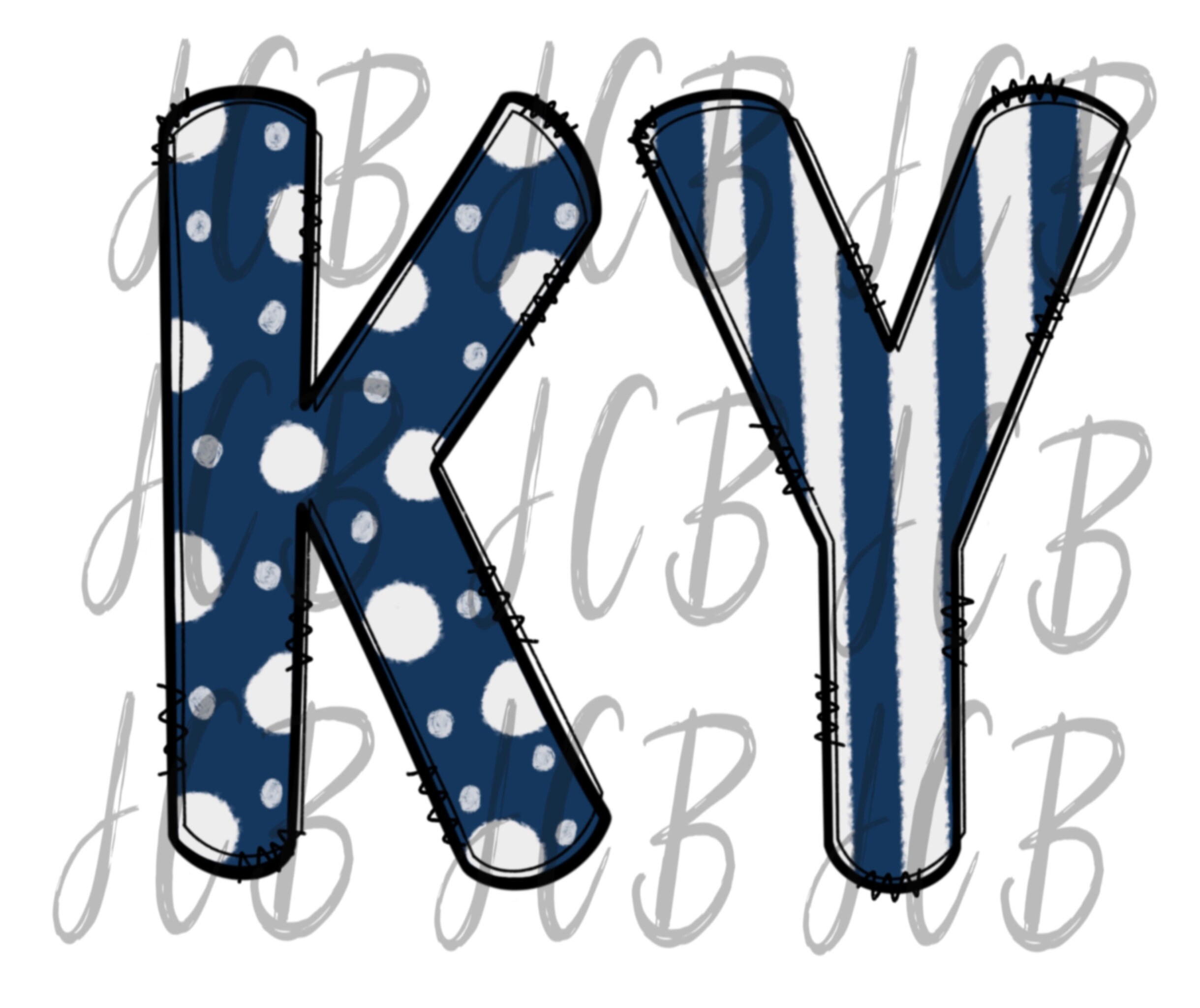 KY Kentucky PNG Hand Drawn Doodle Letter Digital Design for Sublimation ...