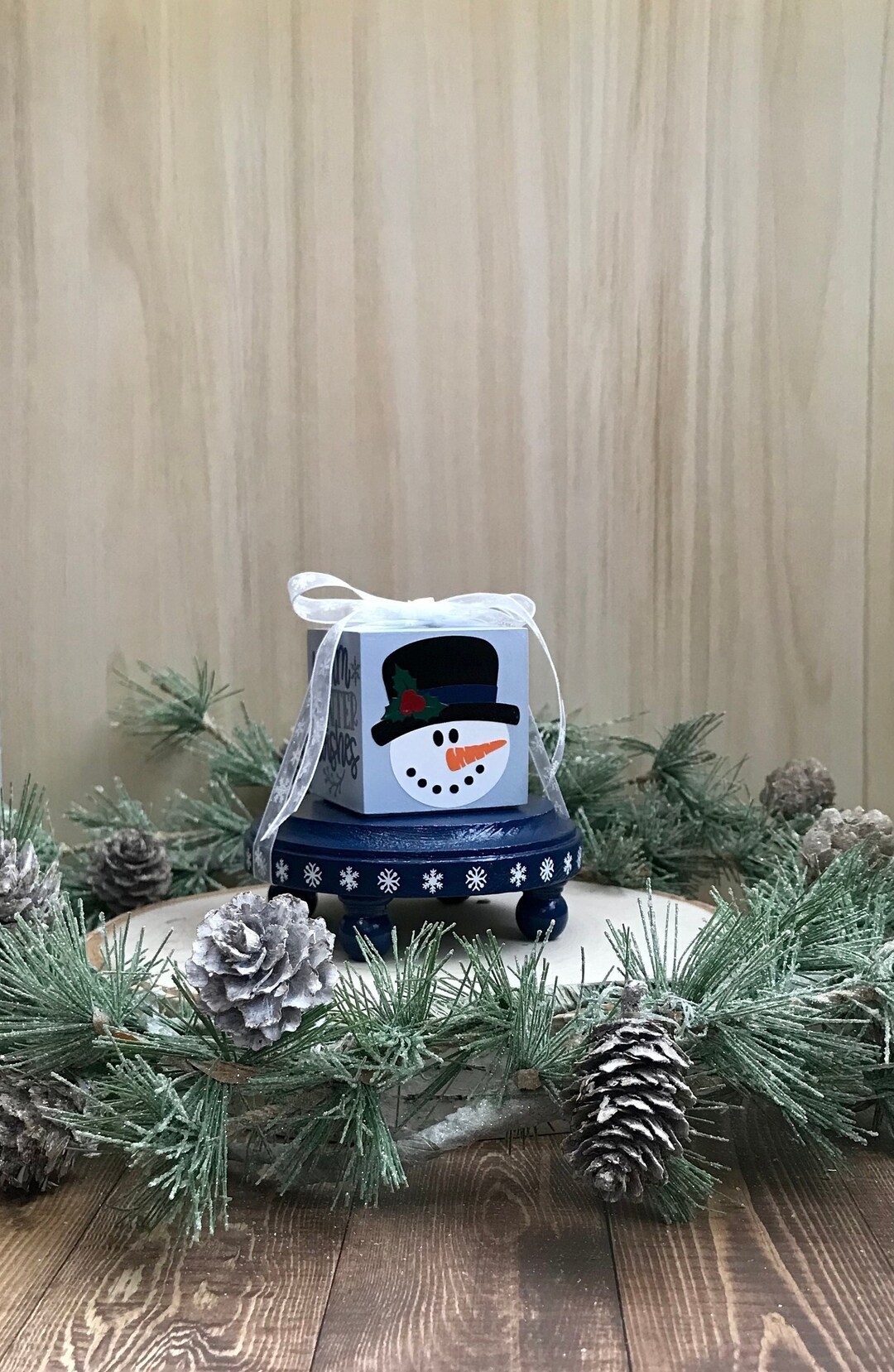Snowman Tiered Tray Decor Block With Mini Wood Riser - Etsy