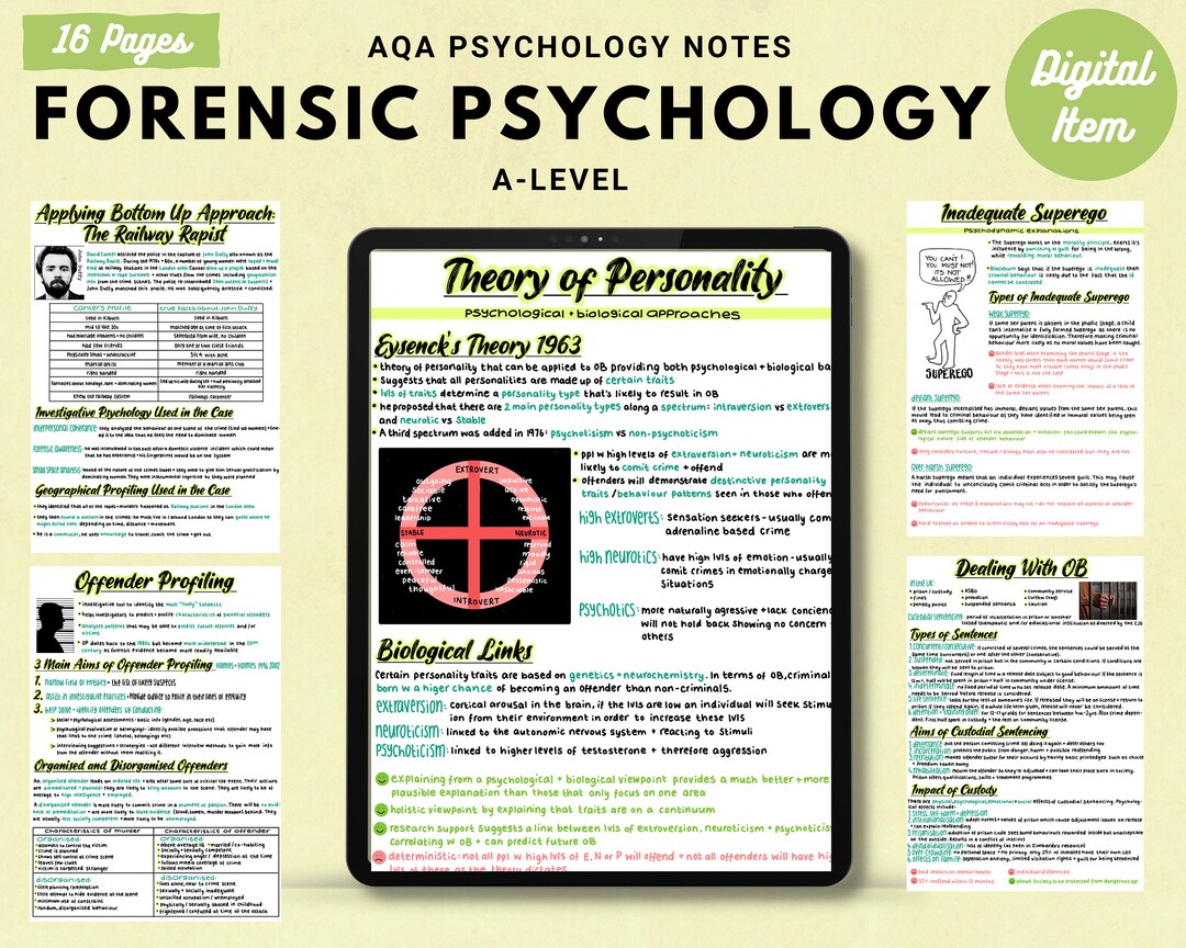 AQA A-level Psychology Full Handwritten Printable Notes: FORENSIC ...