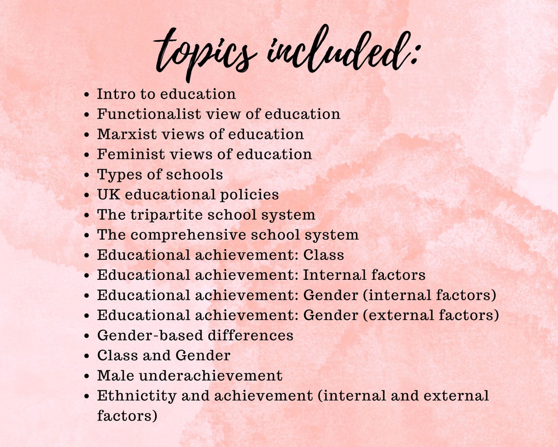 AQA A-level Sociology Notes: EDUCATION White Background Printable - Etsy