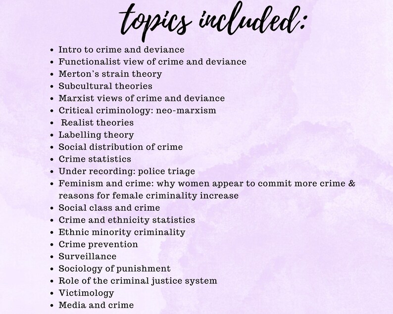 AQA A-level Sociology Notes: Crime and Deviance - Etsy
