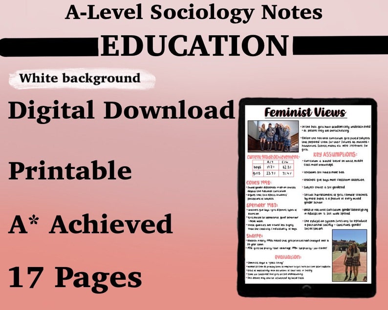 AQA A-level Sociology Notes: EDUCATION White Background - Etsy