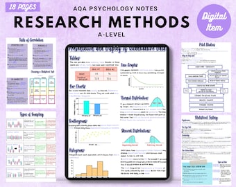 Research Methods Psychology A Level Revision Topic Notes for AQA AS and ...