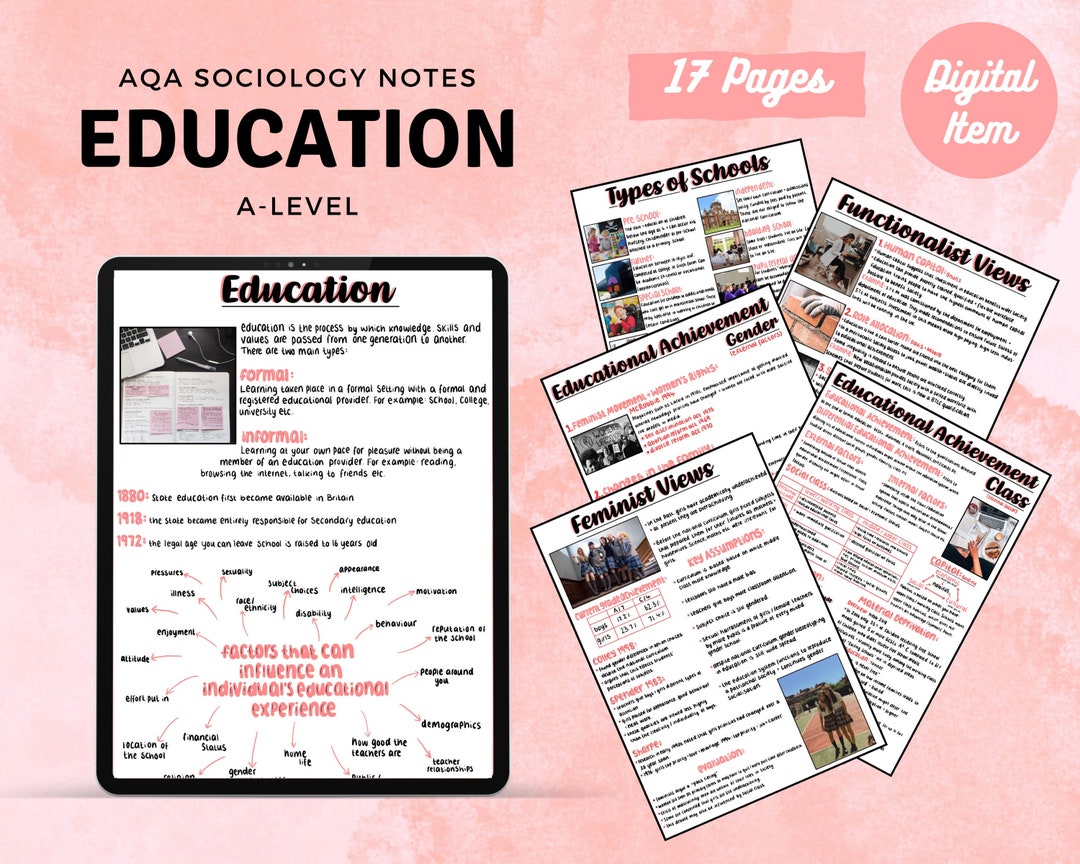 AQA A-level Sociology Notes: EDUCATION White Background Printable - Etsy