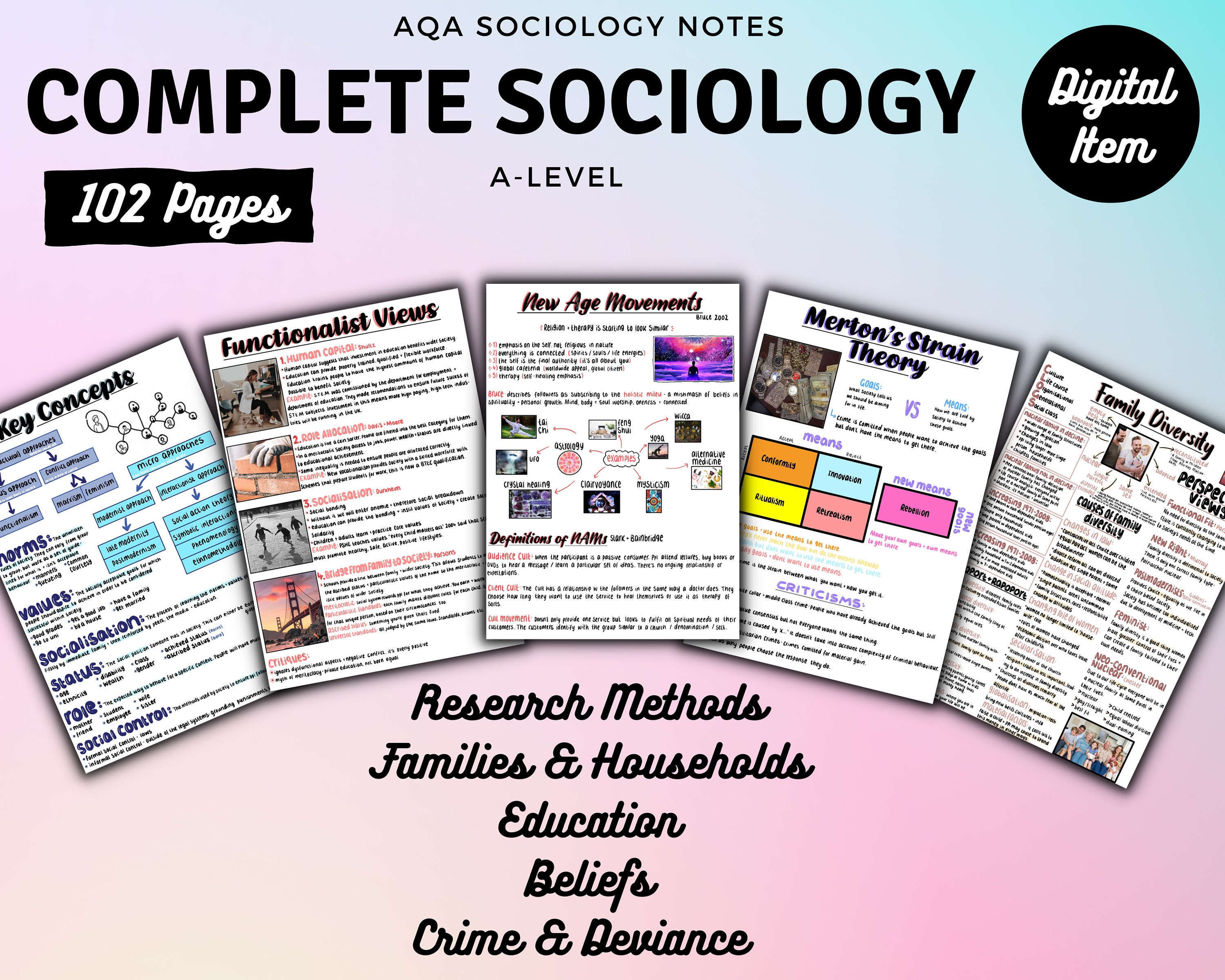 Aqa A Level Sociology AQA A Level Sociology BRILLIANT EXAM NOTES (Book