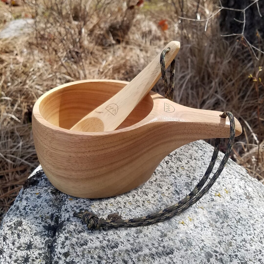 Carved Nordic Kuksa Solid Wood Camp Mug & Spoon Set - Etsy