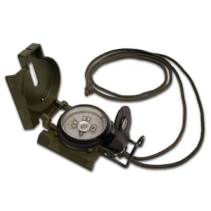 Lensatic Compass - Traditional Phosphorescent Military Style With Nylon ...