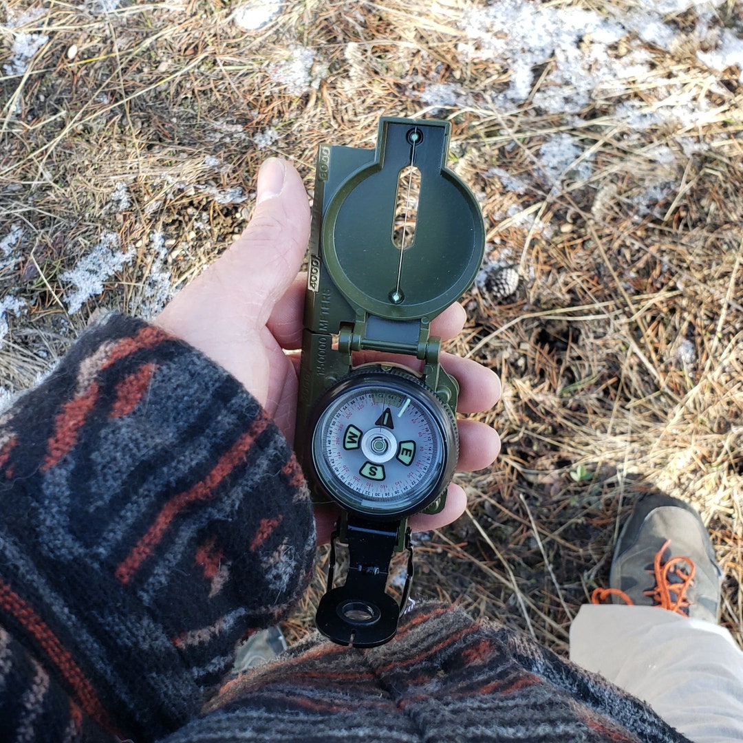 Lensatic Compass - Traditional Phosphorescent Military Style With Nylon ...