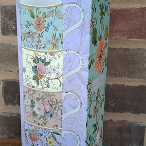 Gift Boxed Set of 4 Mugs William Morris Kilburn Design Stackable Fine ...