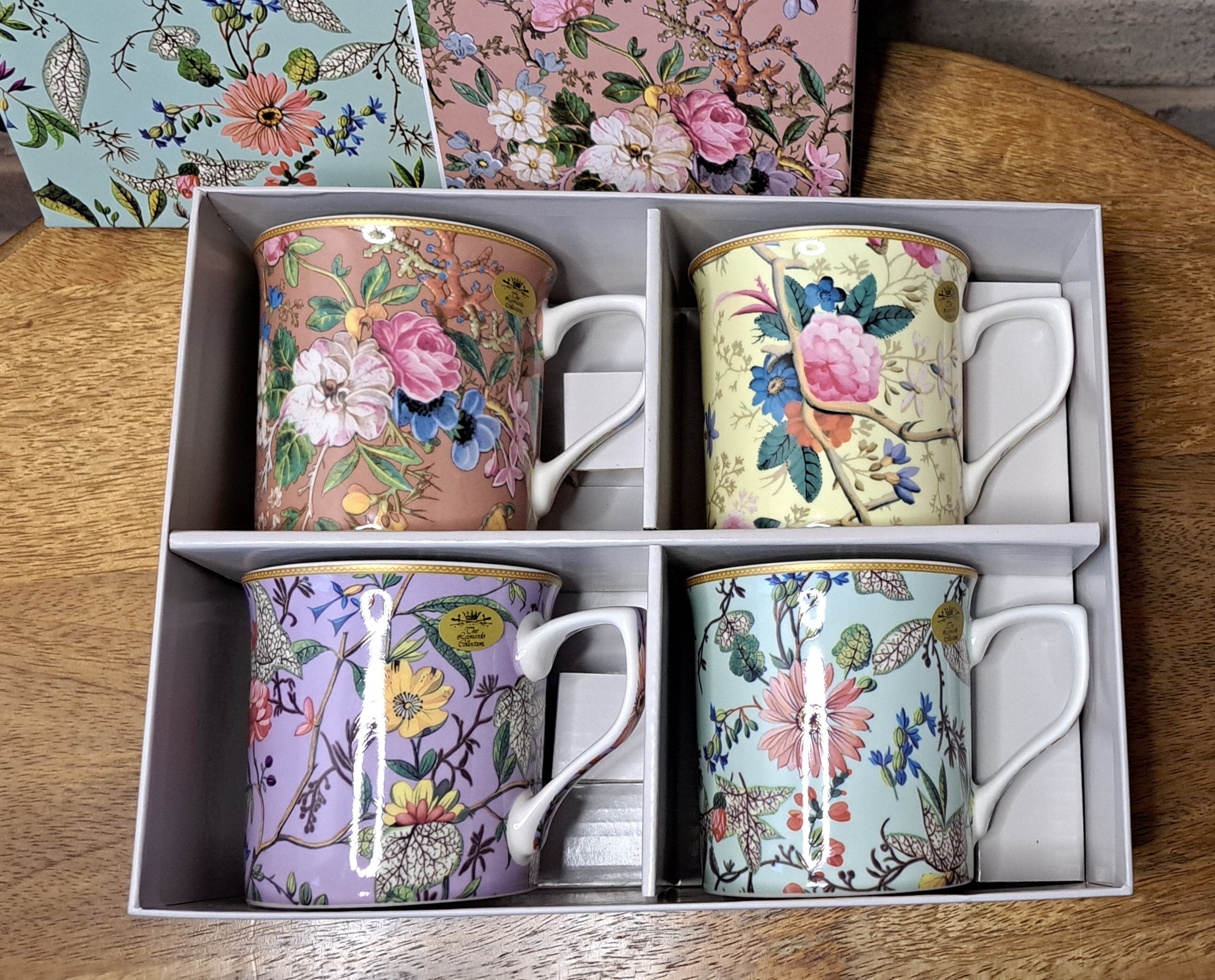 Gift Boxed Set of 4 Mugs William Morris Kilburn Design Fine China Tea ...