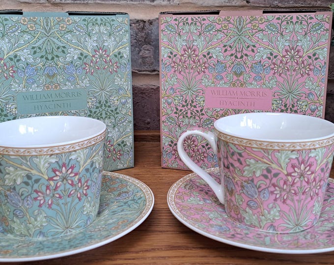 William Morris Cup and Saucer Tea Cup Hyacinth Design Pink Green Floral ...