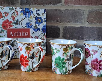 Gift Boxed Set of 4 Mugs William Morris Kilburn Design Stackable Fine ...